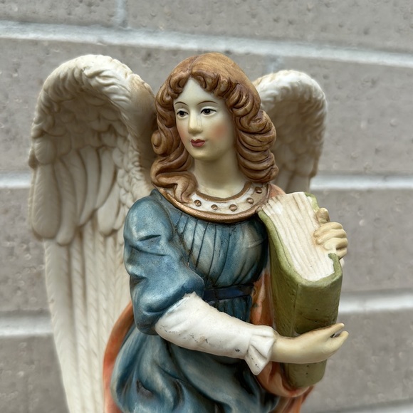 Art | Vintage Owell Ornate 1 Hand Painted Blue Porcelain Angel Of ...